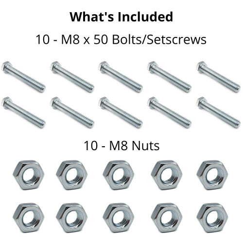 M8 Nuts & Bolt 10 Pack (M8 x 50mm Bolts & M8 Nuts) Hex Bolt/Setscrew ...