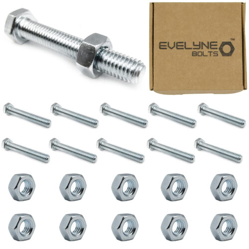 M8 Nuts & Bolt 10 Pack (M8 x 50mm Bolts & M8 Nuts) Hex Bolt/Setscrew ...