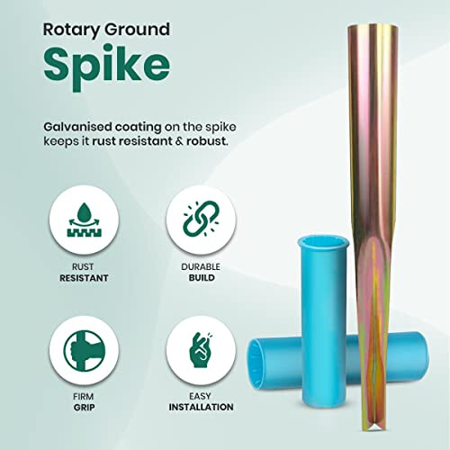 Rotary Washing Line Spike with Two Plastic Adapters, Fit 32, 38, 50mm ...