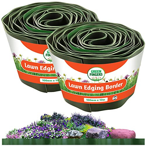 2pk 100mm x 10m Plastic Lawn Edging Strip, Grass Edging Border, Path ...
