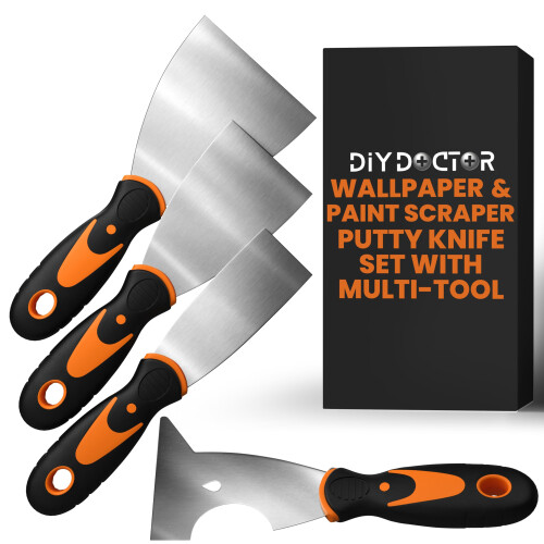 - 4 Piece Wallpaper Scraper Tool Set - 3 Wallpaper Strippers w/ 1 ...