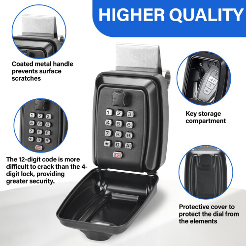 Car Window Key Safe,Updated Key Lock Box Outdoor,Key Safe Wall Mounted ...