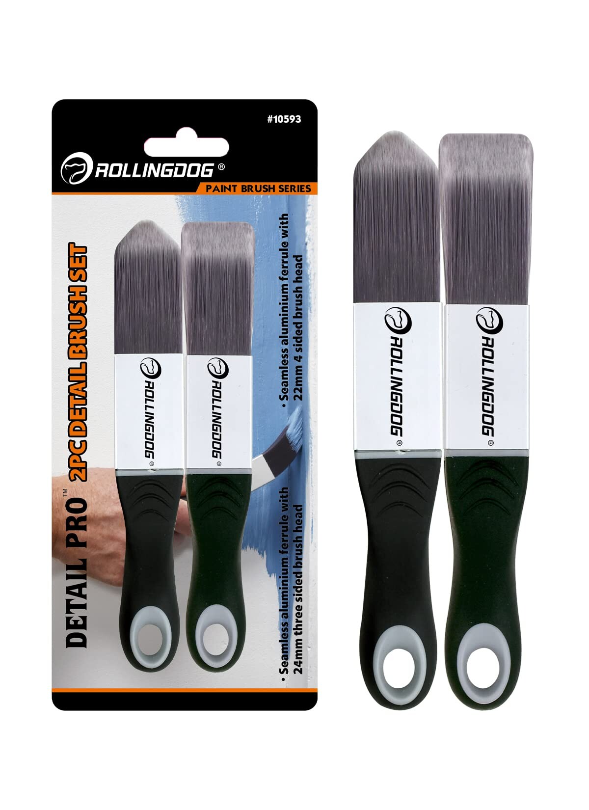 GlossPaint Brush Edger 2PC - Four Sided Square Brush and Three Sided ...
