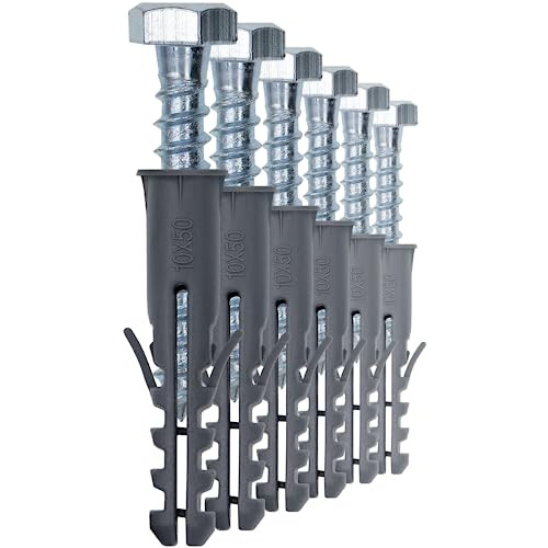 6 x M10 x 50 mm Strong Galvanised Satellite Anchor Nylon Mungo Wall ...