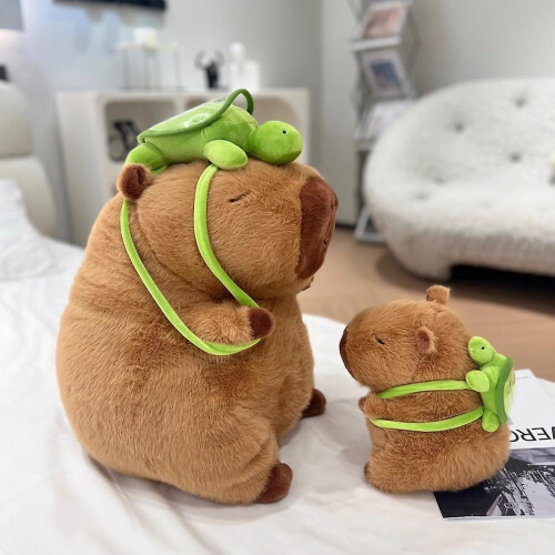 Capybara Plush Toy,25cm Capybara Carrying Turtle Realistic Soft Capybara Toy Stuffed Plushies ...
