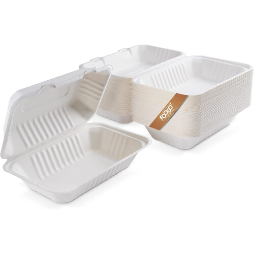 FOOGO Green 100pcs Eco-Friendly Clamshell Takeaway Boxes 9x6 inch 32oz ...