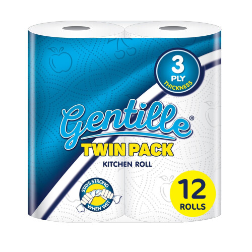Gentille Twin Kitchen Roll 3 Ply Thick Strong Absorbent Paper (12) on OnBuy