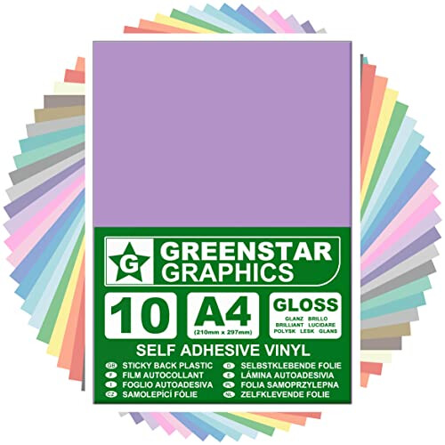 GREENSTAR GRAPHICS GLOSSY A4 STICKY BACK PLASTIC SELF ADHESIVE ART ...