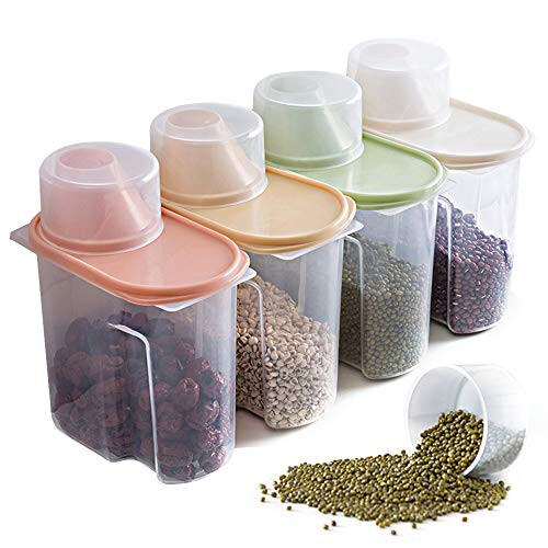 Elinala Cereal Storage Containers, 4 PCS Cereal Storage Box, Labeled ...