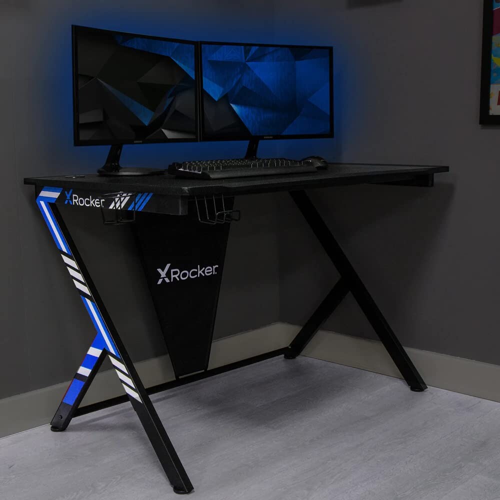 X-Rocker Ocelot Gaming Desk 115 x 73 cm PC Computer Desk Y Shaped ...