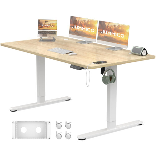 JUMMICO Electric Standing Desk 140x80cm with TypeC&USB Charging, Height ...