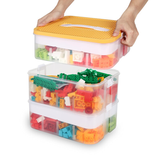 Storage Organiser for Lego 3 Layers Stackable Kids Toy Box With Base ...