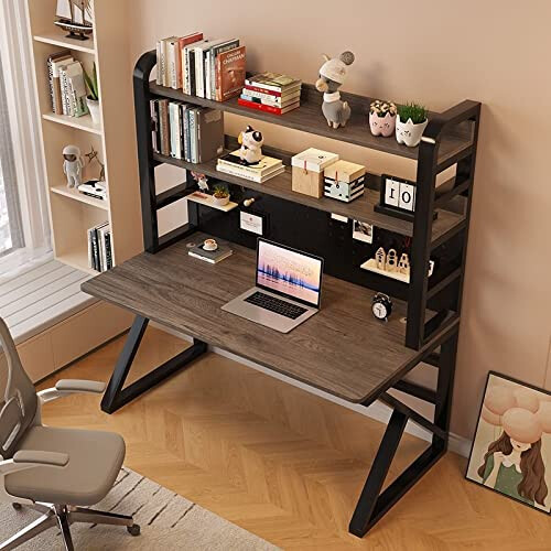 FAANAS Computer Desk with Shelves & Pegboard 39 Inches Home Office Desk ...