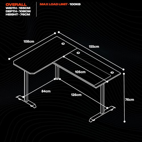 X-Rocker Panther L-Shaped Desk 155 x 108 cm Reversible Corner Desk Left ...