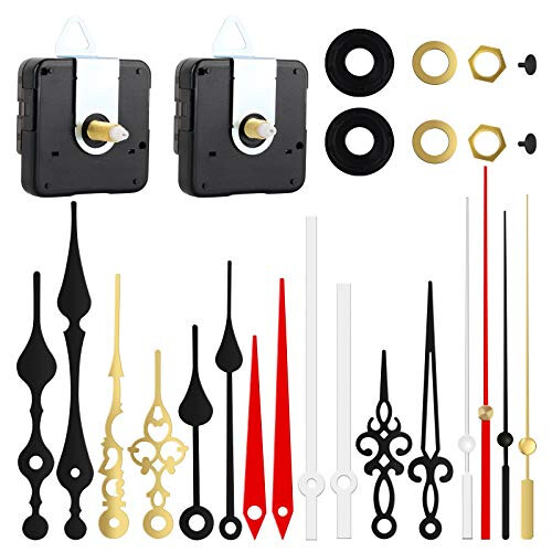 2 Pack Silent Quartz Clock Movement, 6 Pairs Long Axis and Short Axis ...