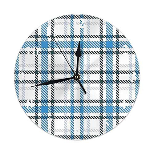 Blue and White Tartan Clock Checkered Plaid Texture Geometrical Simple ...