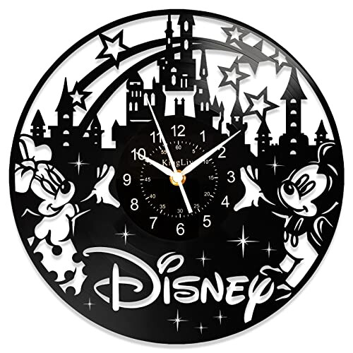 QIANGGE Disney Wall Clock Mickey Mouse Clock, Vinyl Record Clock, 12 ...