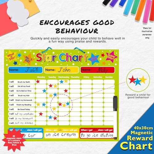 Magnetic Reward Chart - Rigid board 40 x 30cm with hanging loop and ...