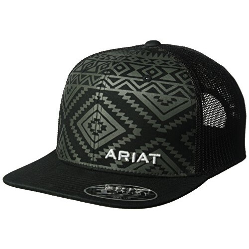 ARIAT Men's Aztec Black Flat Bill Cap Baseball, M/One Size on OnBuy