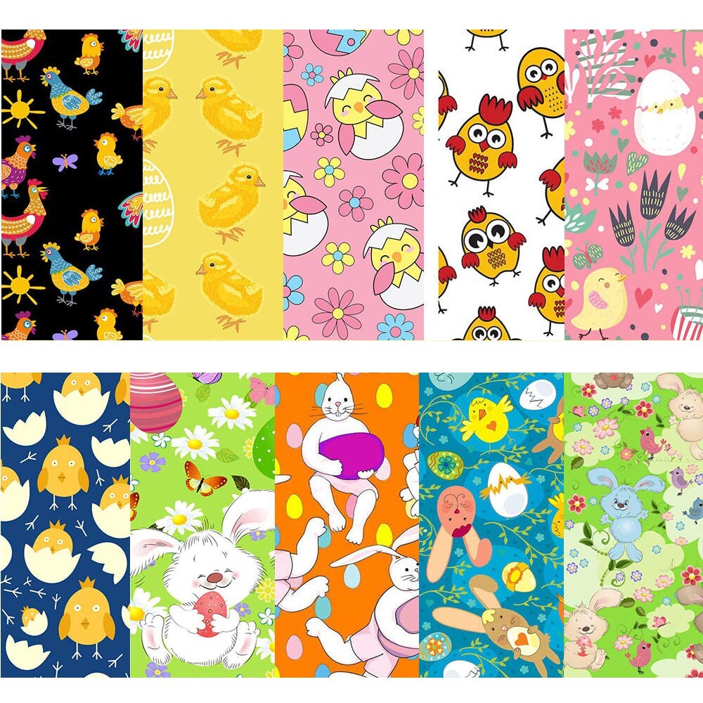 Easter Cotton Fabric Squares 50cm x 50cm 10PCS, Fabric Patchwork Craft ...