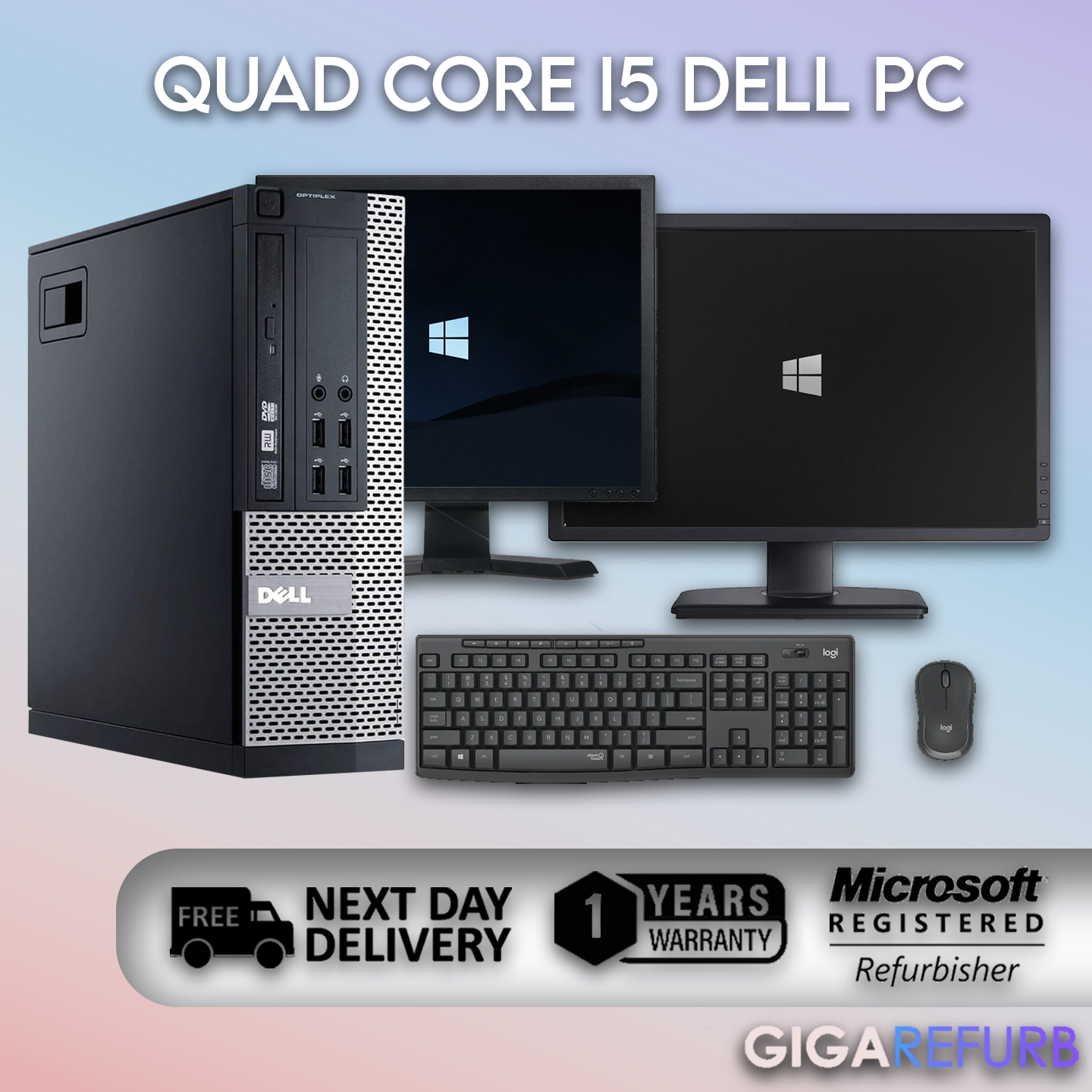 (1TB HDD, Dual 19" Monitors) CUSTOM DELL QUAD CORE Intel i5 Desktop ...