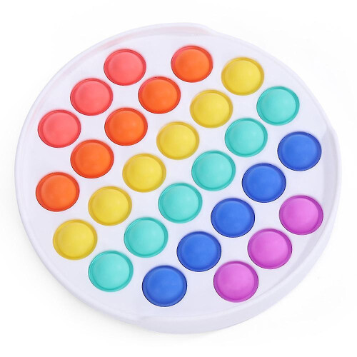 (Rainbow Color Round) Pop It Bubble Fidget Sensory Toys Rainbow Multi ...