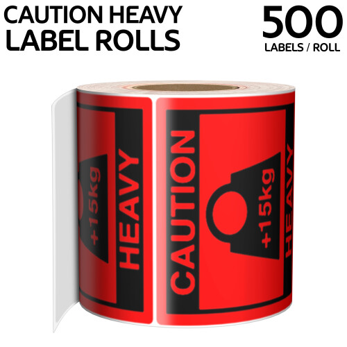 (1 Roll [500 Sticker]) Package Caution Heavy Parcel Sticker Over 15kg ...