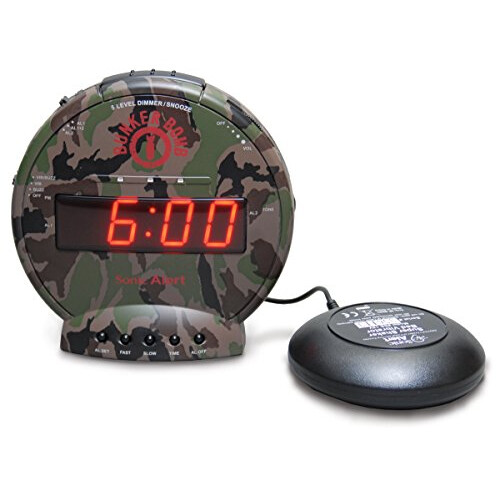 Sonic Bomb Dual Alarm Clock with Bed Shaker, Camouflage | Sonic Alert ...