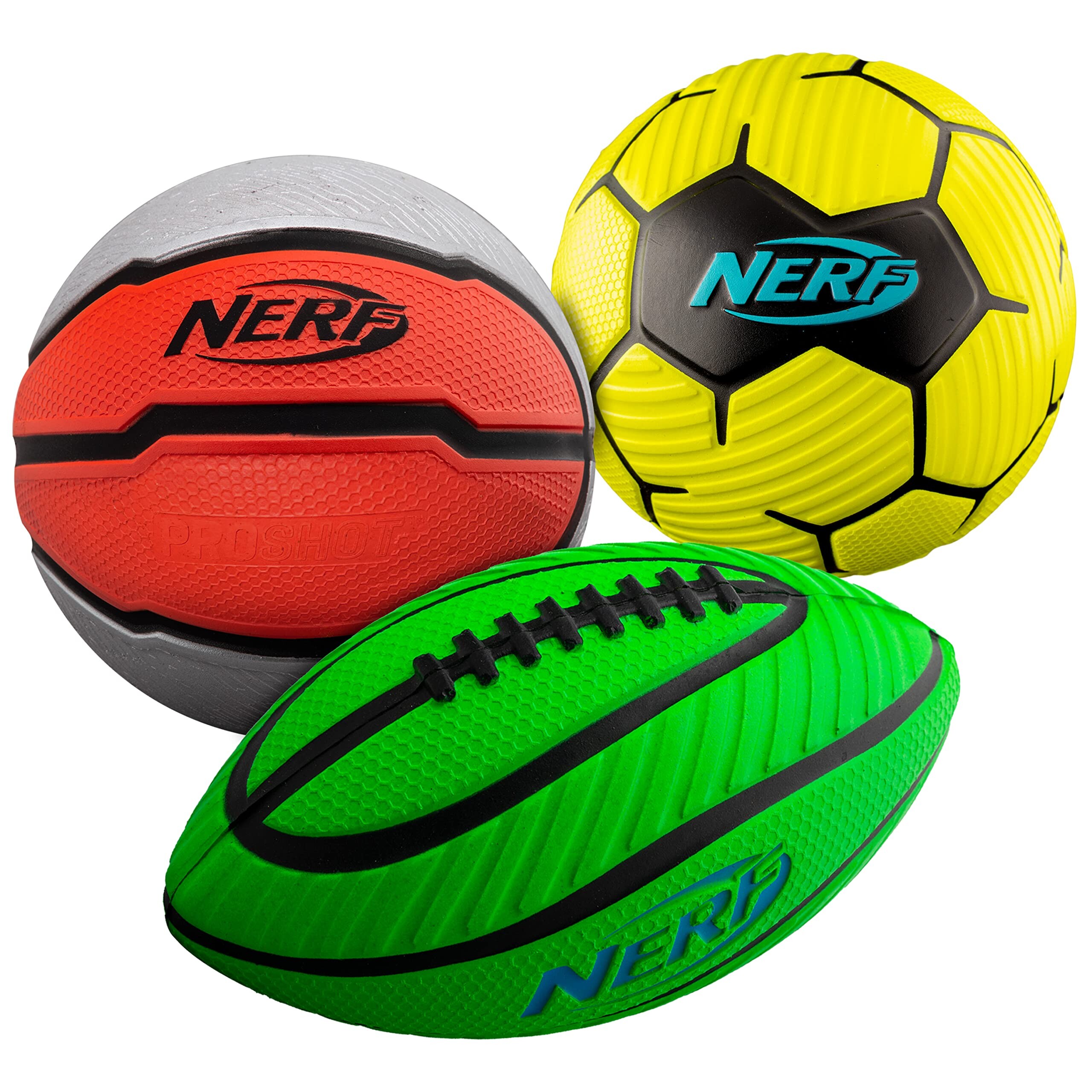 NERF Mini Foam Sports Ball Set - Foam Football, Soccer Ball ...