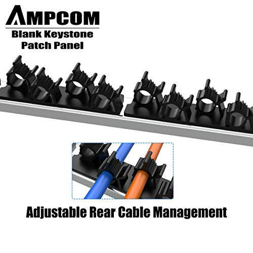 AMPCOM 24 Ports 1U Blank Keystone Patch Panel, 19 inch Rack or Wall ...