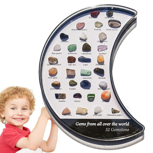Rock & Mineral Collection 32pcs Mineral Identification Kit Rocks Set ...