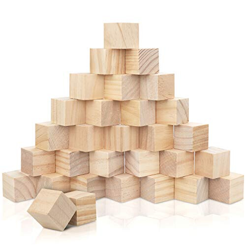 Kurtzy Small Wooden Cubes (30 Pack) - 3 x 3 x 3cm (1.18 x 1.18 x 1.18 ...