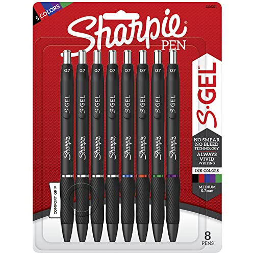Sharpie S-Gel, Gel Pens, Medium Point (0.7mm), Assorted Colors, 8 Count ...