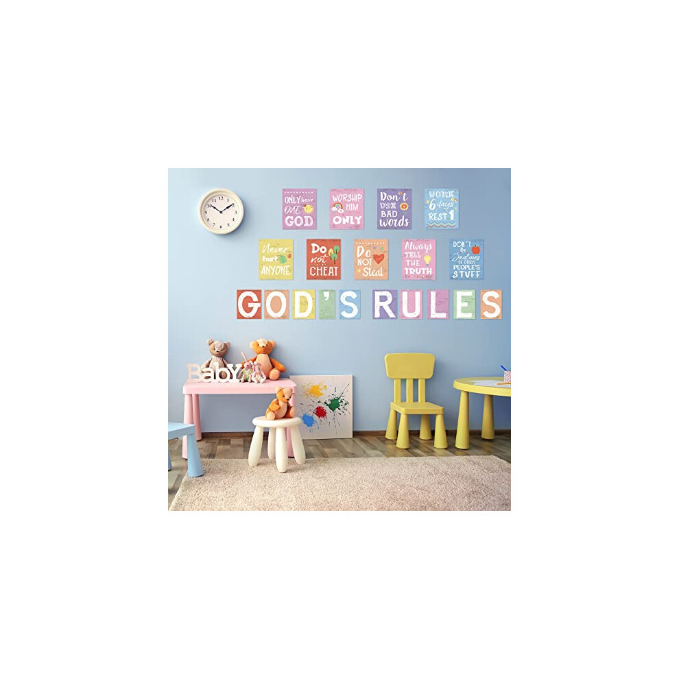 20 Pieces Ten Commandments Poster for Kids Christian Bible Verse Poster ...