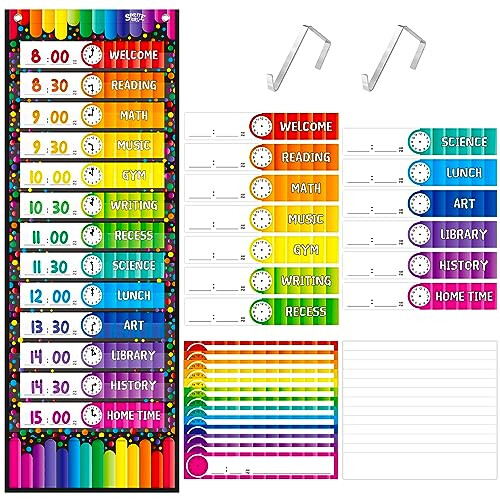 Daily Schedule Pocket Chart, Confetti Classroom Chart with 13+1 Pockets ...