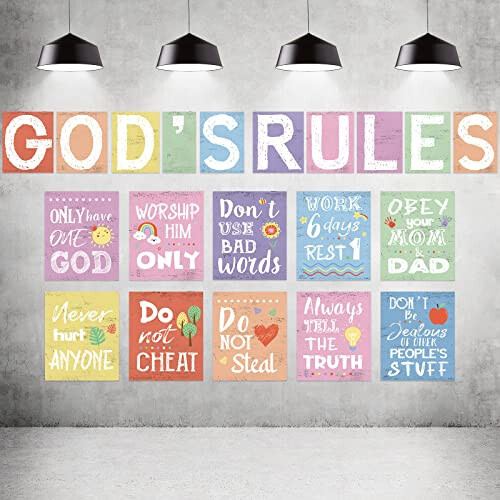 20 Pieces Ten Commandments Poster for Kids Christian Bible Verse Poster ... 20 Pieces Ten Commandments Poster for Kids Christian Bible Verse Poster ...