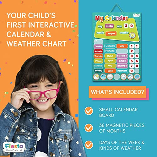 Fiesta Crafts Magnetic Calendar for Kids - Colourful, Engaging ...
