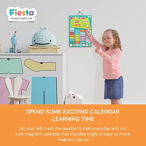 Fiesta Crafts Magnetic Calendar for Kids - Colourful, Engaging ...