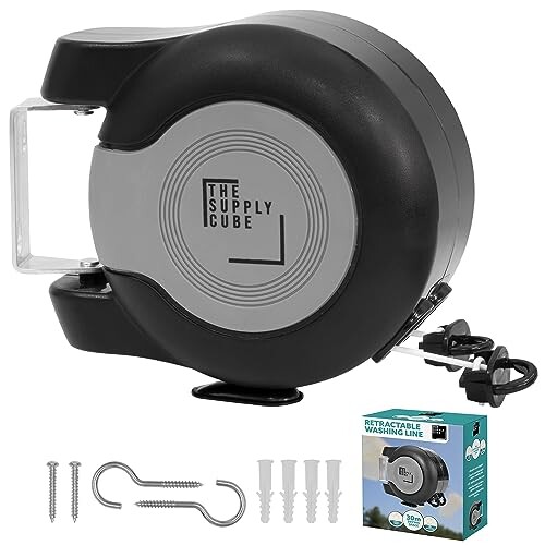 Supply Cube 30m Retractable Washing Line, Reel with Duel Cable | Wall ...