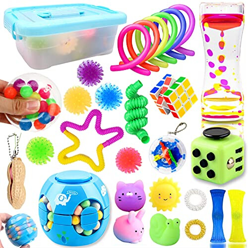 Chennyfun 59PCS Fidget Toy Set, Fidget Toys Pack, Relief Stress Green ...