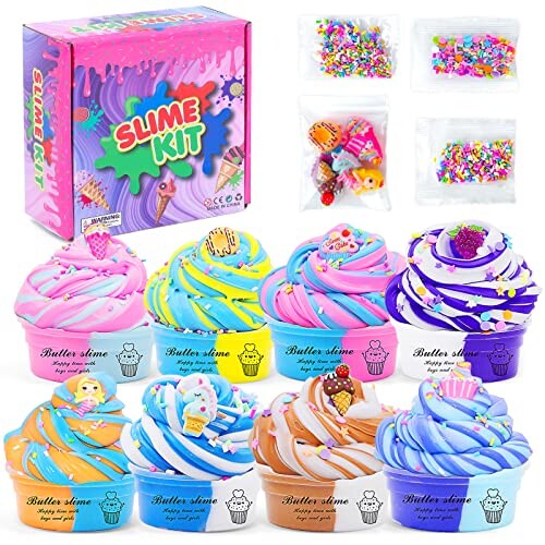 NYOBABE Slime Kit 8 Pack,Fluffy Butter Slime,Cloud Slime Making Kit ...