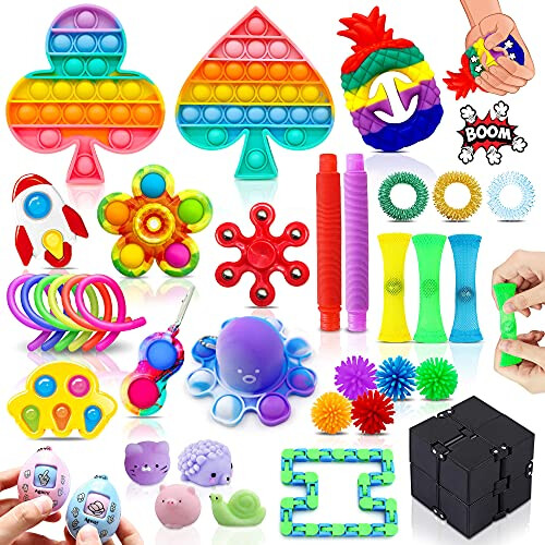 Chennyfun Fidget Toy Set, 36PCS With Box Fidget Pack, Sensory Anxiety ...