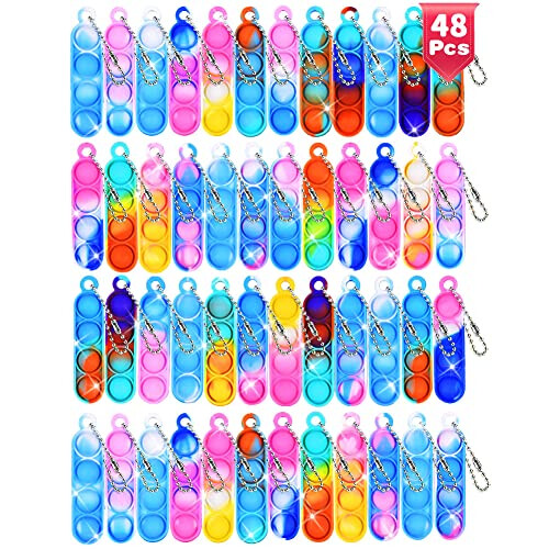 Ainiv 48 PCS Mini Fidget Pop Bubble Toys, Strip Squeeze Toys with ...