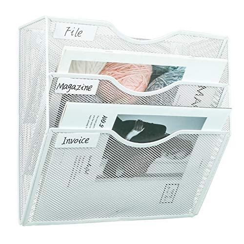 EasyPAG 3 Tier A4 Mesh in Tray Wall Pocket File Holder Mail Organiser ...