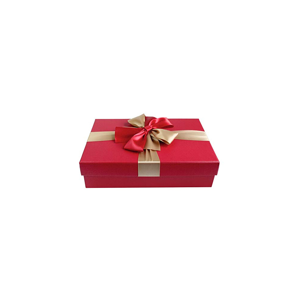 Emartbuy Rigid Gift Box, 29 x 21 x 9 cm, Red Box with Lid, Gold Red ...