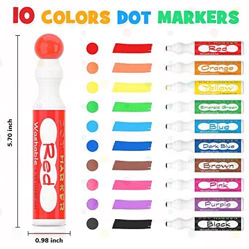 Shuttle Art 10 Colours Dot Marker Washable Non-Toxic Dot Marker for ...