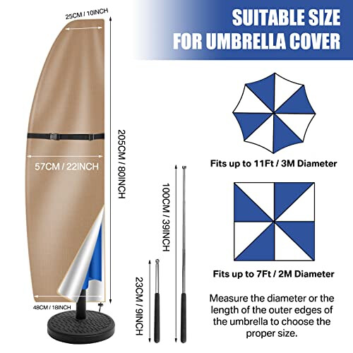 Teynewer Parasol Cover Waterproof, Cantilever Parasol Protective Cover ...