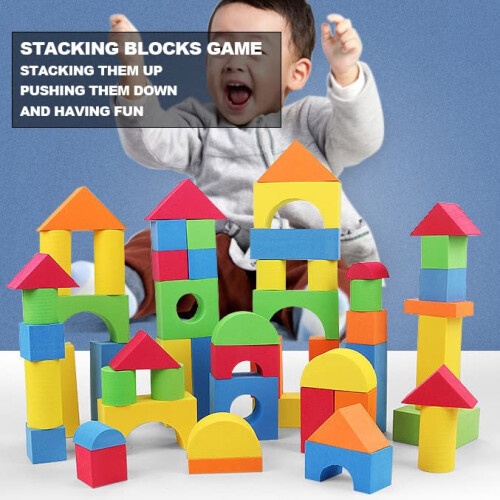 Foam Building Blocks for Toddlers 2-4, 81 Pieces EVA Soft Stacking ...