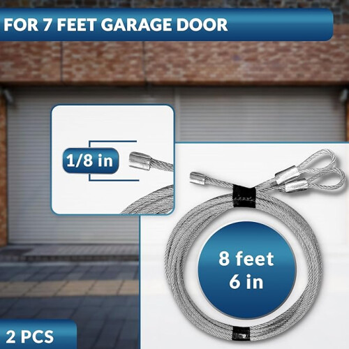 Pair Garage Door Torsion Spring Wire - Home Safety Cable 7' Garage Door ...