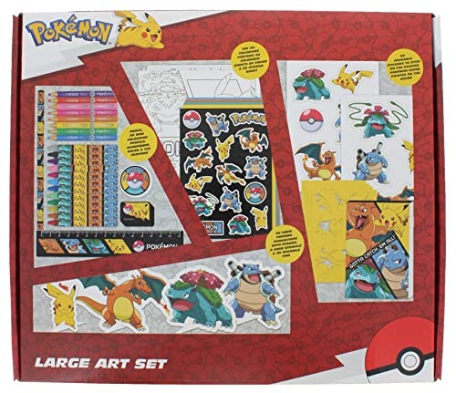 Pokemon Large Art Set | Pokemon Stationery Set | Kids Art Set | Pokemon ...
